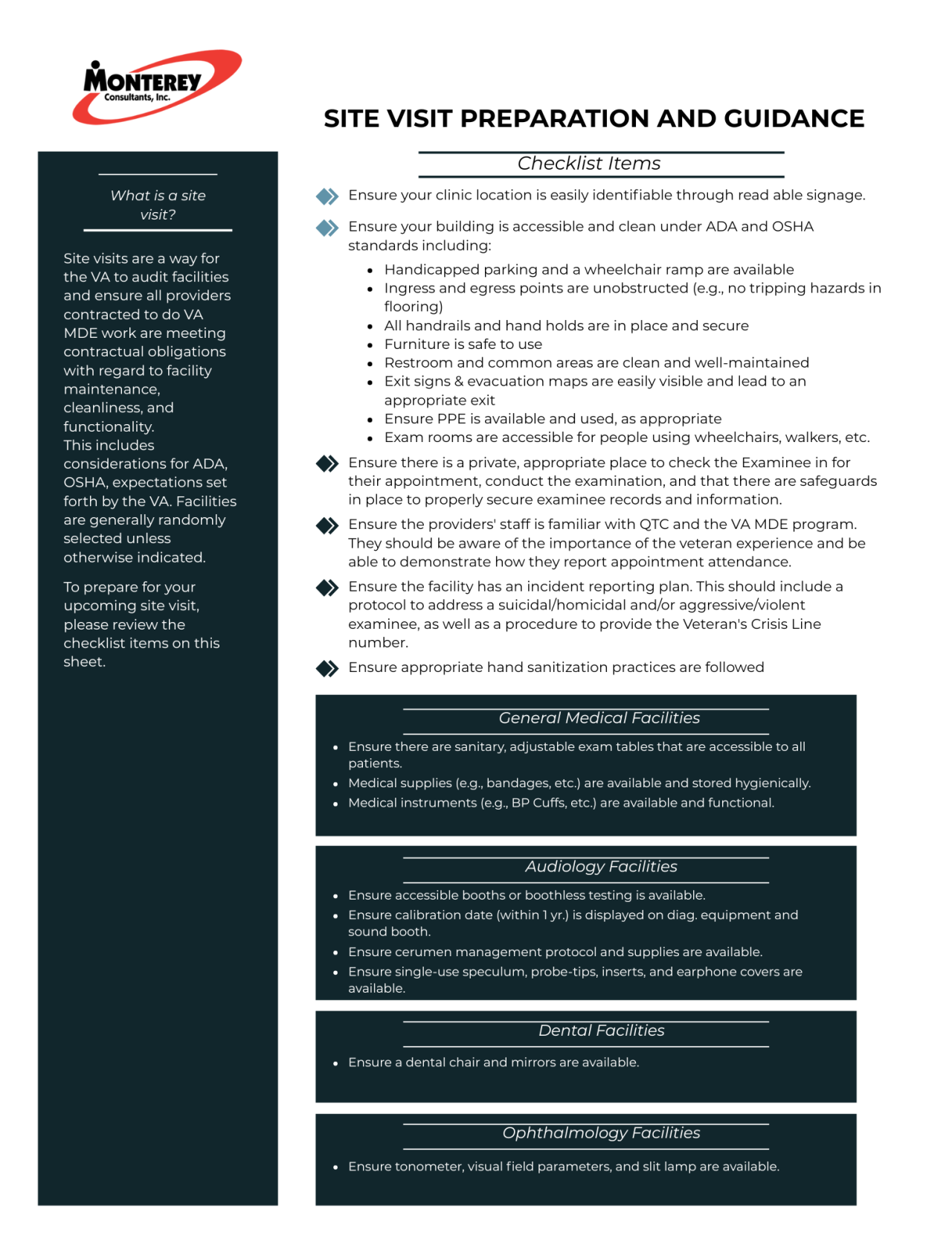 Site Visit Preparation & Guidance | Monterey Consultants